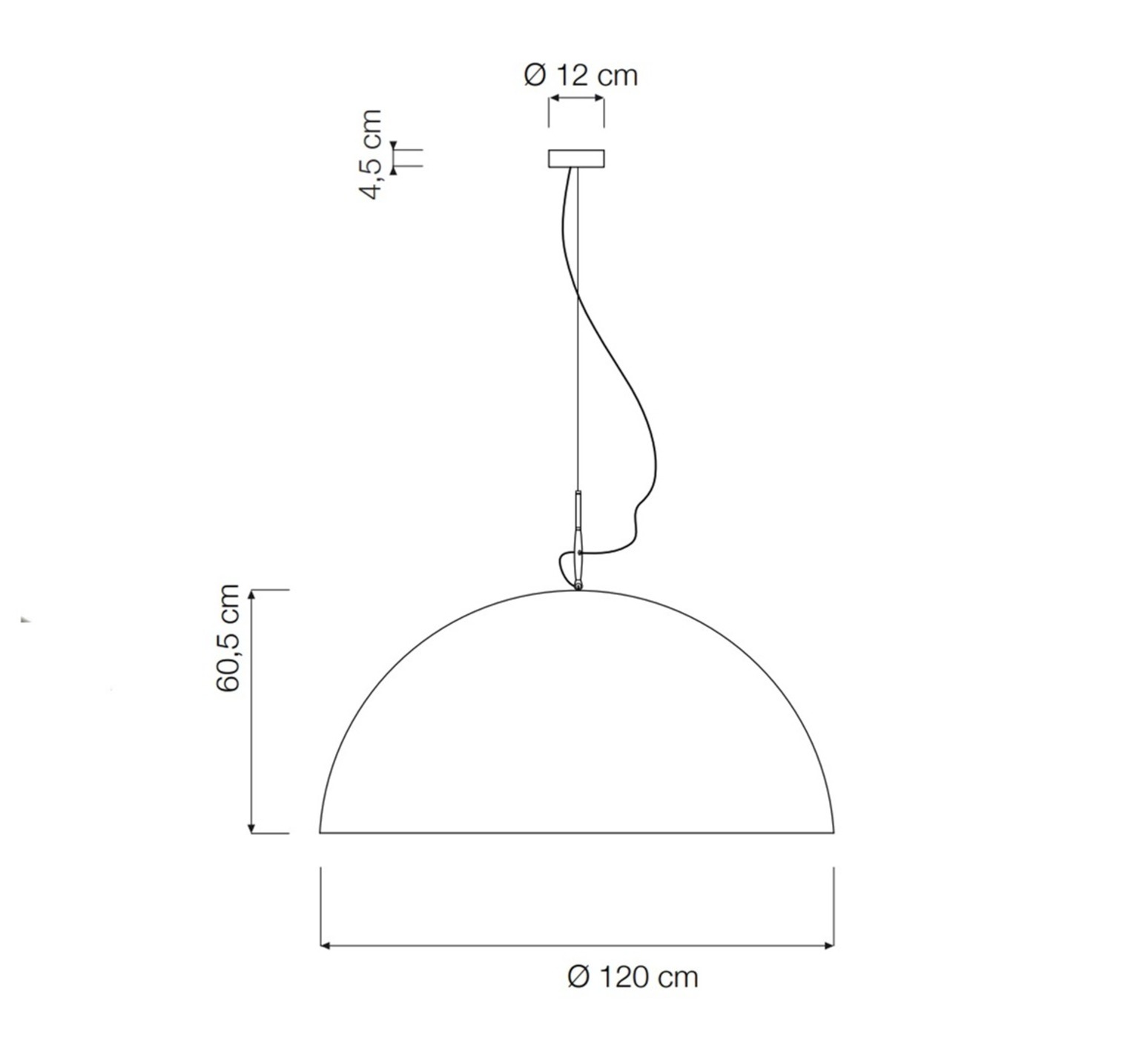 Suspension, Mezza Luna 2 Lavagna, noir, bronze, Ø120cm, H60,5cm - In-es ...