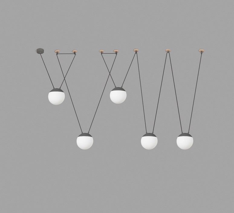 Pendant Light Mine Space 5l Grey Led Ø185cm H185cm Faro