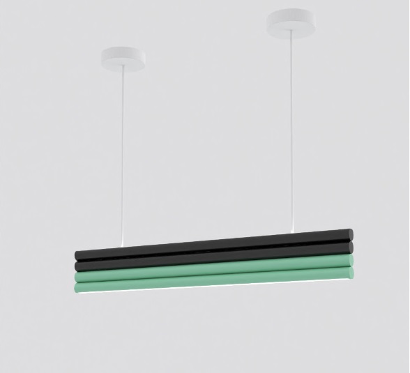 Pendant light, Parallel Tubes, white, black, green, LED, 2700K, lm ...