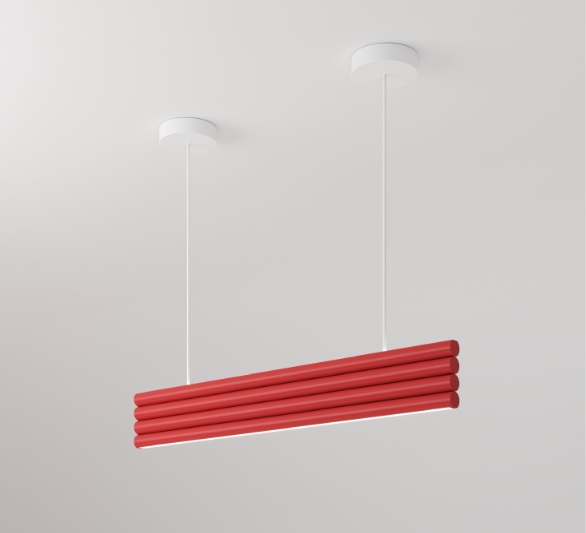 Pendant light, Parallel Tubes, red, LED, 2700K, lm, L90cm, H76cm ...