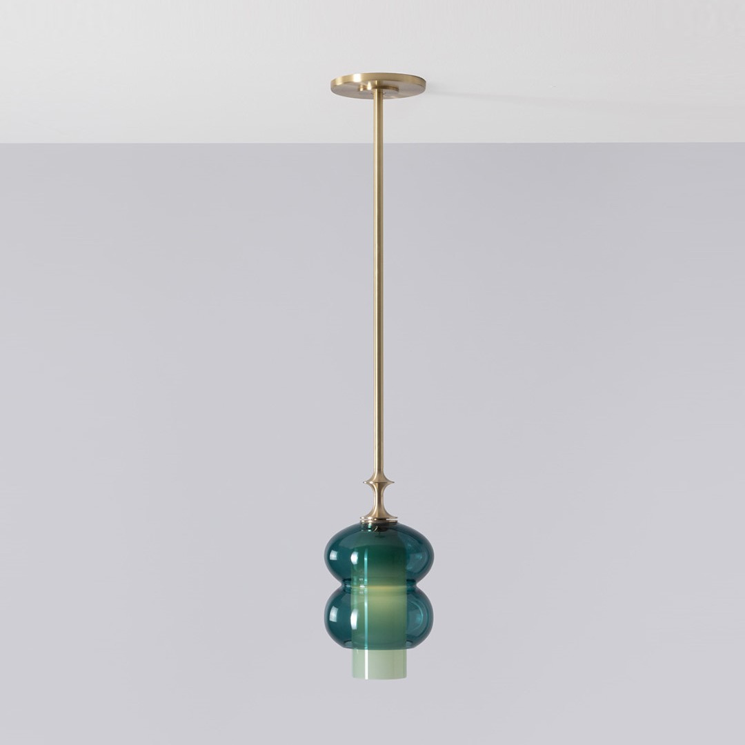 Suspension, Prince Profile 2, Vert pastel et Vert sapin, laiton brossé ...