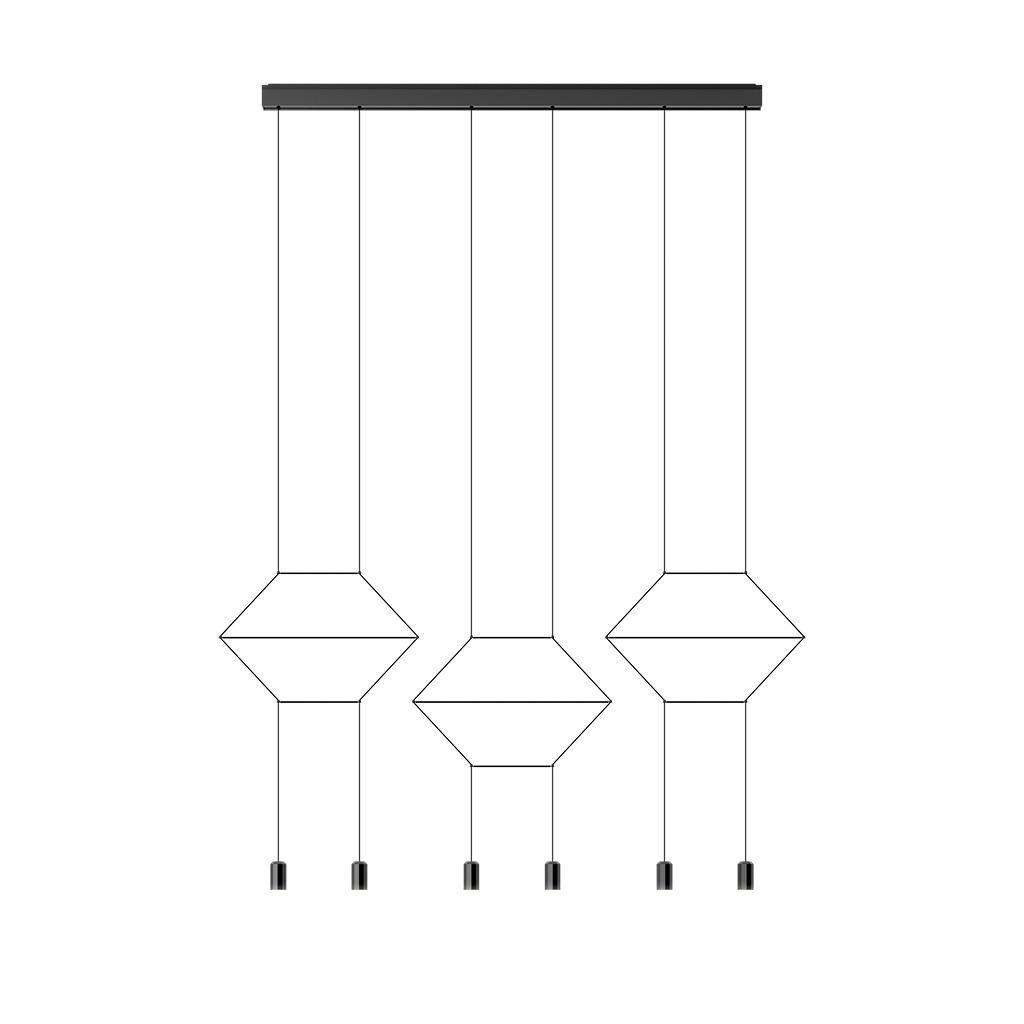Suspension, Wireflow, 0325, noir, LED, dim, 2700K, 2910 lm, L155cm, H9cm - Vibia - Luminaires Nedgis
