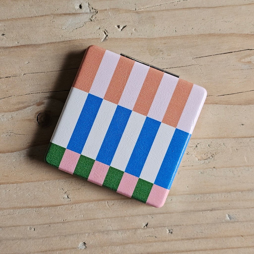Caroline Gardner Multi Stripe Square Pocket Mirror