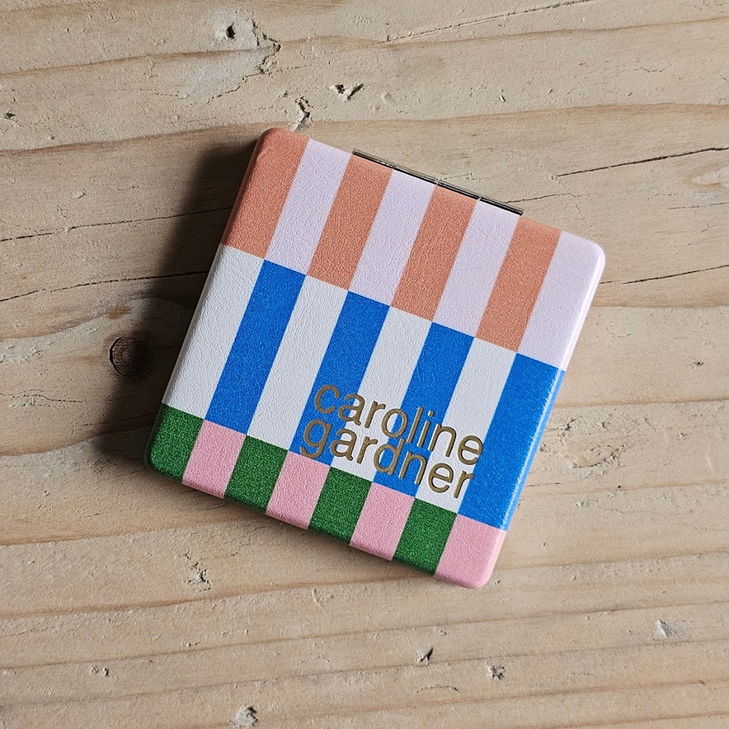 Caroline Gardner Multi Stripe Square Pocket Mirror