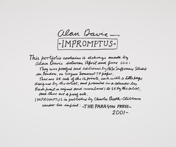 Impromptus : Colophon page by Alan Davie | National Galleries of Scotland