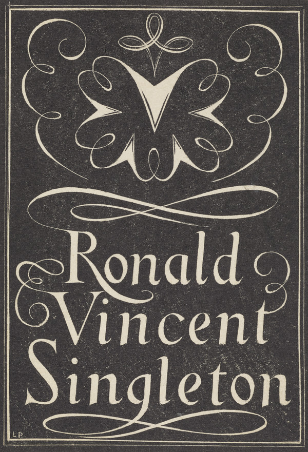 Book-plate for Ronald Vincent Singleton by G.W. Lennox Paterson ...