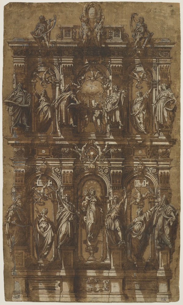 Elevation of an Elaborate High Altar with a Statue of the Virgin Mary ...