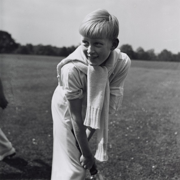 Untitled [Boy with Cricket Bat, Stoneham Camp, England] by Edith Tudor ...