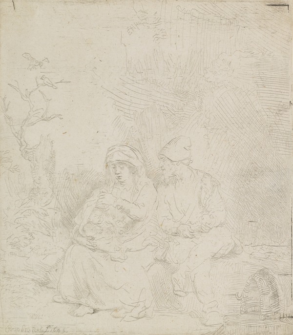 The Rest on the Flight into Egypt (Bartsch no. 58. Only State) by Rembrandt (Rembrandt van Rijn ...