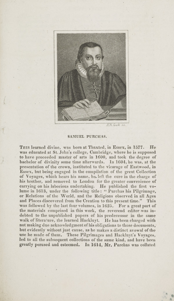 Samuel Purchas, c 1575 - 1626. Rector of St Martin's, Ludgate; editor ...