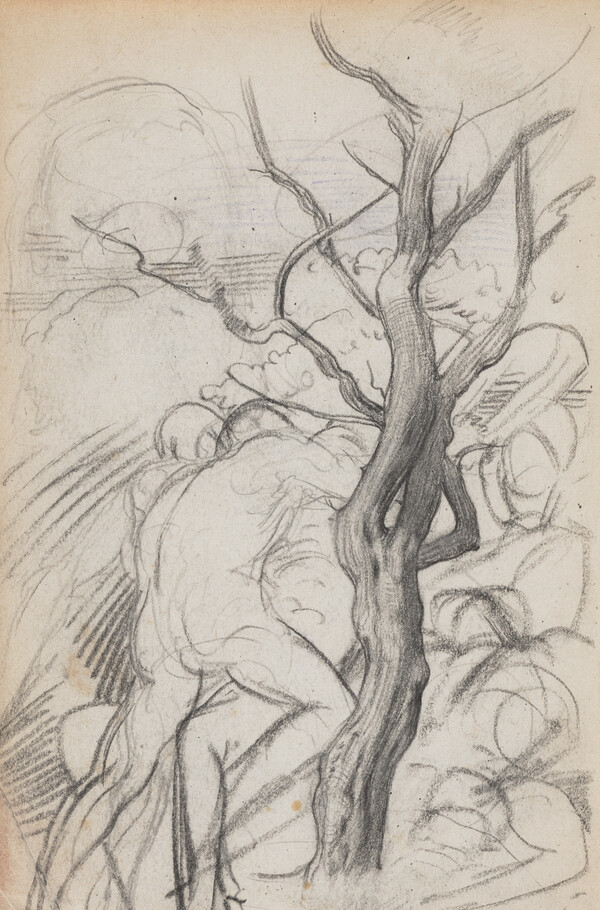 Unfinished sketch of two figures in a landscape by George Wilson ...