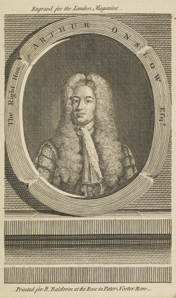 The Right Honourable Arthur Onslow, 1691 - 1768. Speaker of the House ...