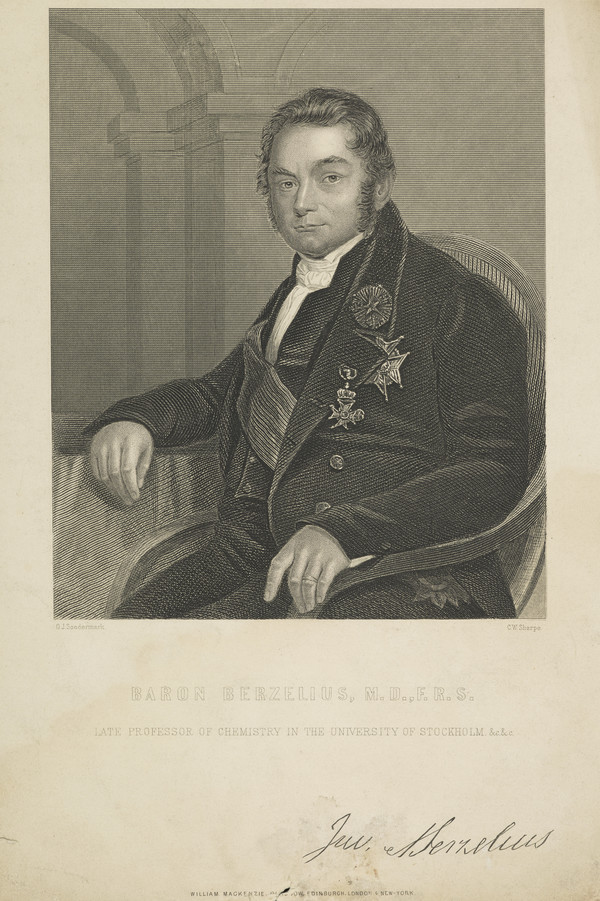 Johan Jacob Berzelius, 1779 - 1848. Baron; Swedish chemist and ...