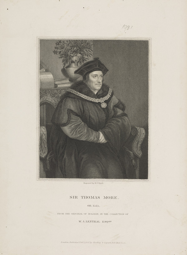 Sir Thomas More, 1478 - 1535. Lord Chancellor by Henry Thomas Ryall ...