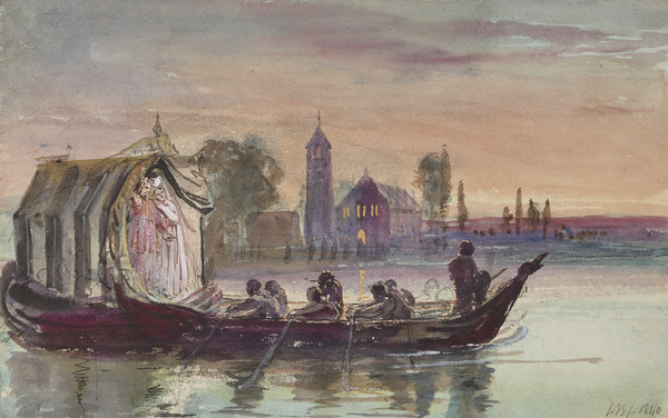 Illustration to 'Ritson's Ancient Songs'. King Canute Being Rowed to ...