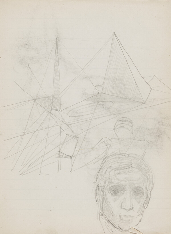 Some abstract doodles and a sketch of a face by George Wilson ...