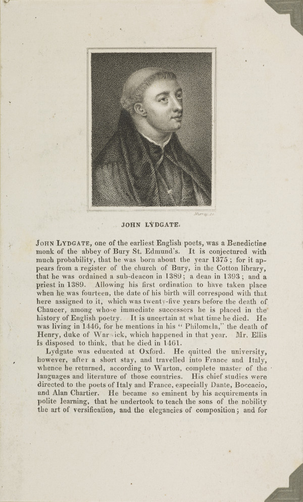 John Lydgate, c 1370 - c 1451. Benedictine; poet by G. Murray ...