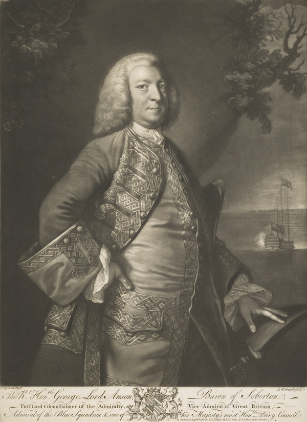 George Anson, 1st Baron Anson, 1697 - 1762. Admiral by James McArdell ...