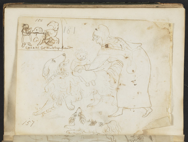 Two drawings: Child with a dog, and woman with a child by James Howe ...