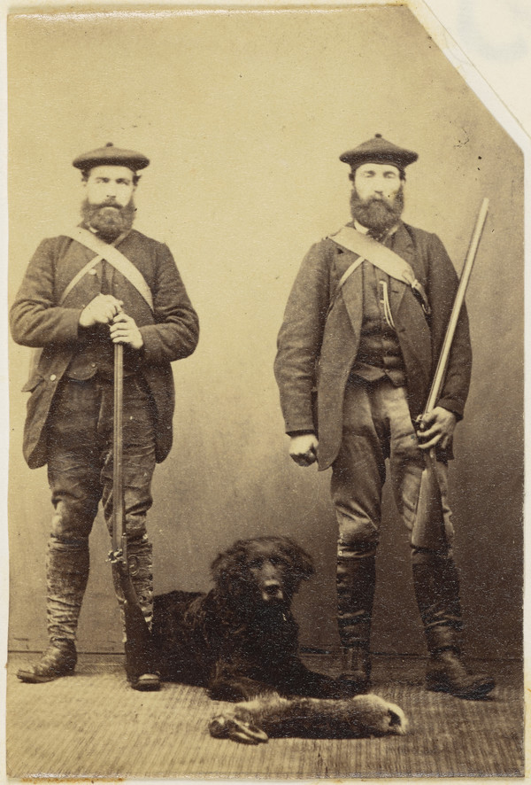 Two men with hunting rifles, dog and rabbit | National Galleries of ...