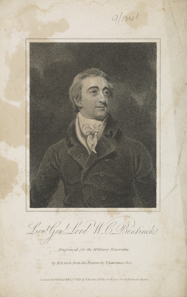 Lord Lieutenant-General William Henry Cavendish-Bentinck, 1774 - 1839 ...