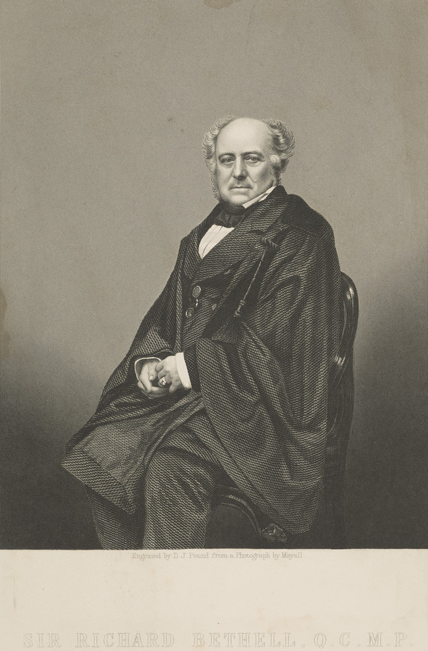 Richard Bethell, 1st Baron Westbury, 1800 - 1873. Lord Chancellor by ...