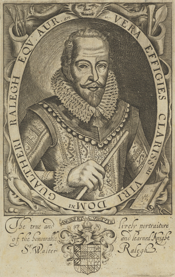 Sir Walter Raleigh, c 1552 - 1618. Naval commander by Simon de Passe ...