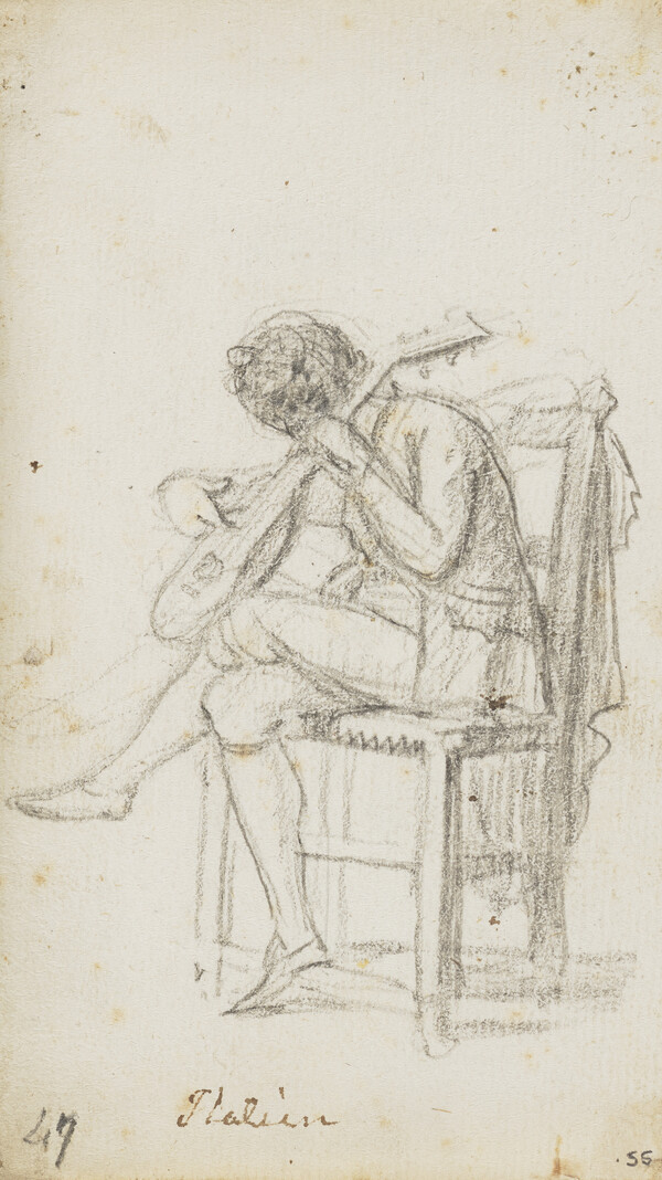 Man Playing Musical Instrument (lute?) by David Allan | National ...