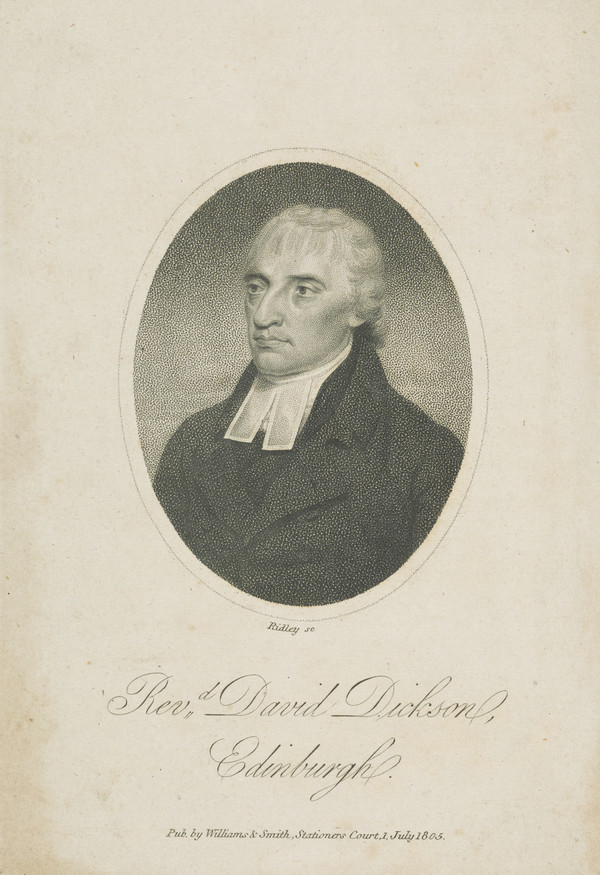 Rev. David Dickson, 1754 - 1820. Minister of the New North Church, Edinburgh by W. Ridley ...