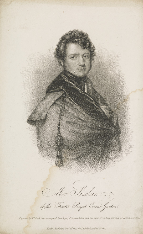 John Sinclair, 1791 - 1857. Singer at the Theatre Royal Covent Garden ...