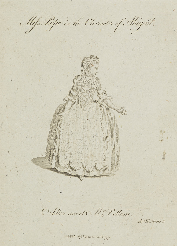 Jane Pope, 1744 - 1818. Actress. in the character of Abigail in 'The ...