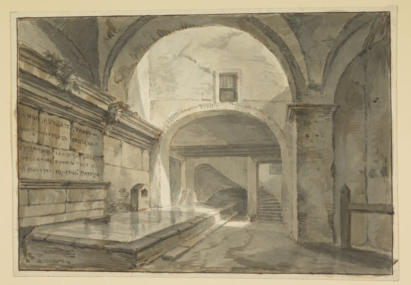 Interior of the Aqueduct of the Fontana di Trevi, Rome. Copy after a ...