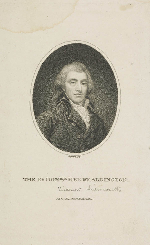 Henry Addington, Viscount Sidmouth, 1757 - 1844. Prime minister by ...