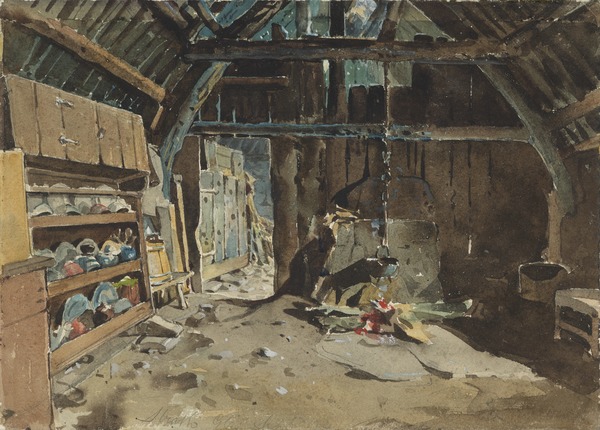 Interior of a Highland Bothy [Verso: Exterior of a Highland Bothy] by ...