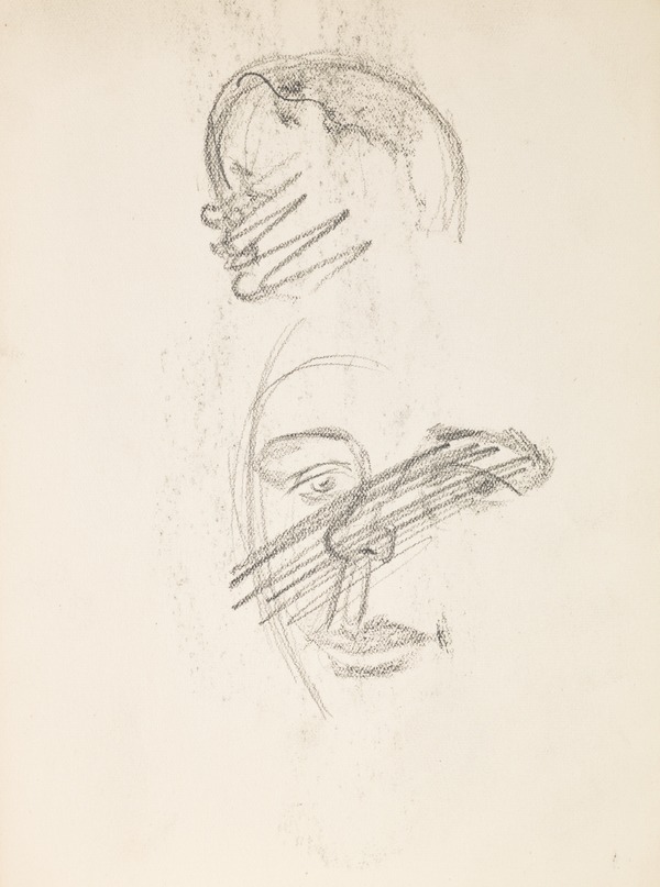 Two studies of heads, scored out by Emilio Coia | National Galleries of ...
