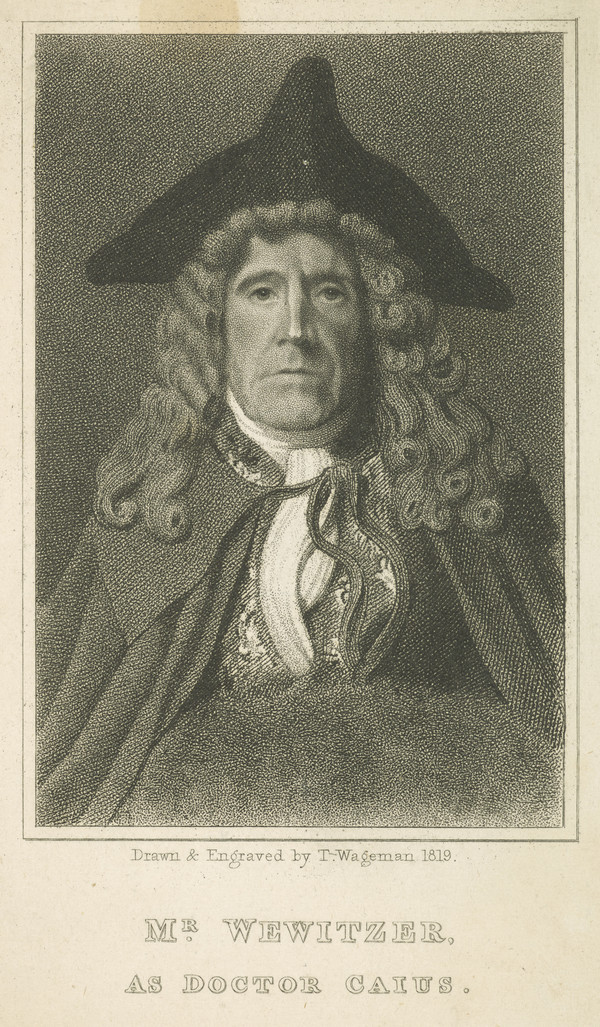 Ralph Wewitzer, 1748 - 1825. Actor (as Doctor Caius in 'The Merry Wives ...