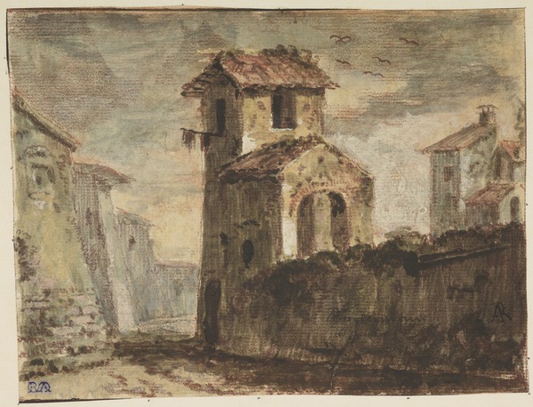 Buildings on and around a City Wall (Rome ?) by Alexander Runciman ...