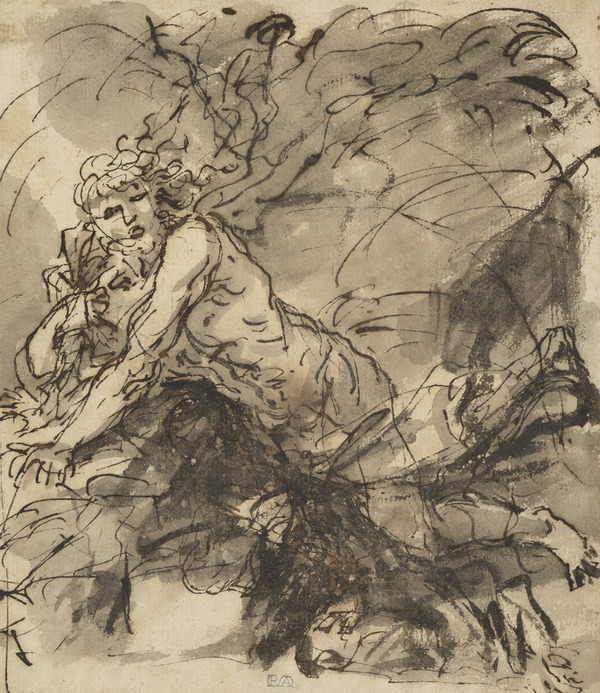 A Crouching Figure by Salvator Rosa | National Galleries of Scotland