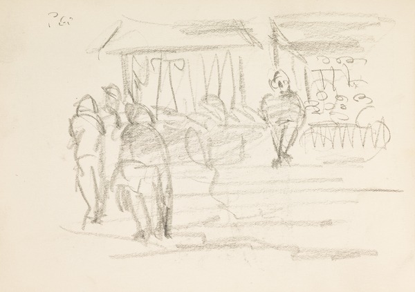 Scene at market, group of people at left by Emilio Coia | National ...