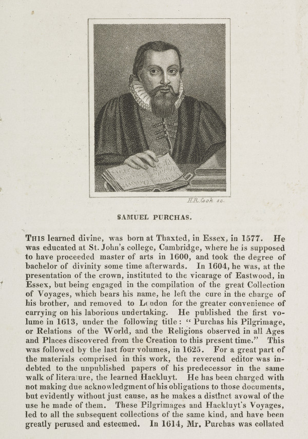 Samuel Purchas, c 1575 - 1626. Rector of St Martin's, Ludgate; editor ...