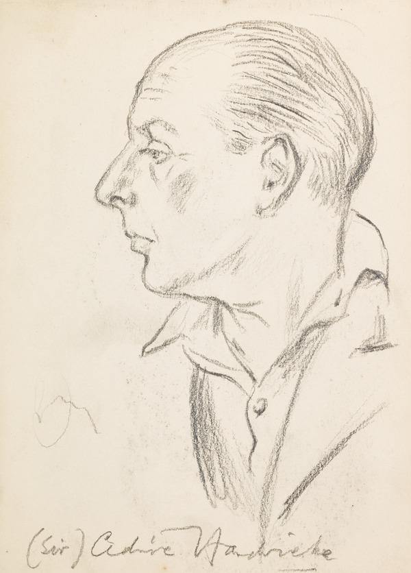 Profile portrait of a man, inscribed "Sir Cedrick Hardwicke" (?) by ...