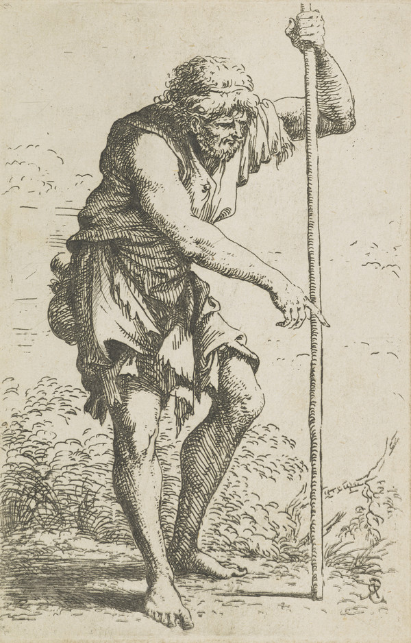 Figures' Series: Standing peasant leaning on a stick by Salvator Rosa ...