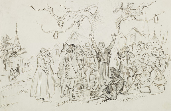Village Scene with a Puritan Preacher for 'Cavaliers and Puritans' by ...