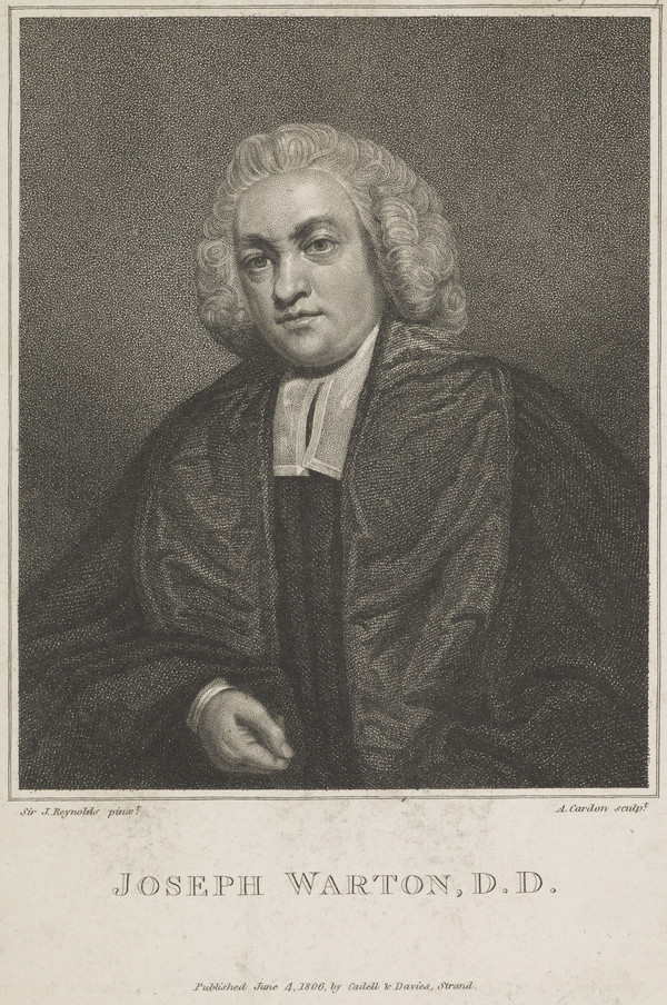 Joseph Warton, 1722 - 1800. Headmaster of Winchester and Prebendary of ...