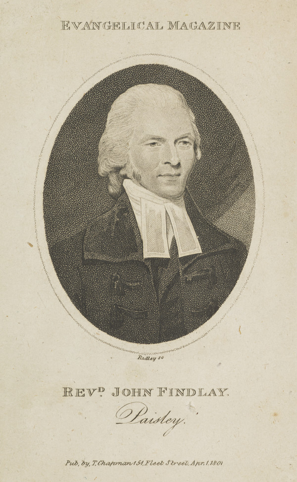 Rev. John Findlay, active 1793 - 1805. Minister at Paisley by Ridley ...