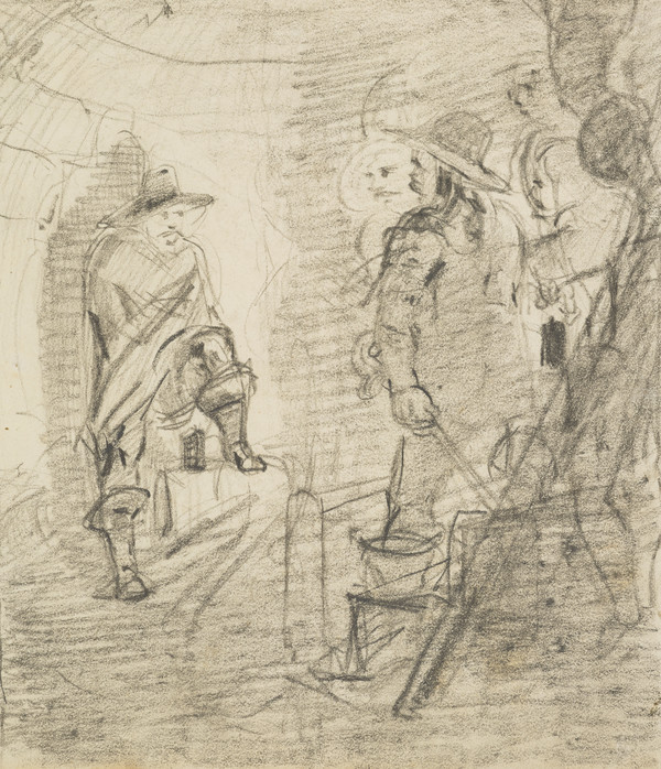 Seventeenth Century Historical Lamplit Scene by William Bell Scott ...