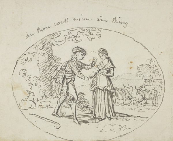 Shepherd and his Lass Holding Hands - Illustration to a Poem from ...