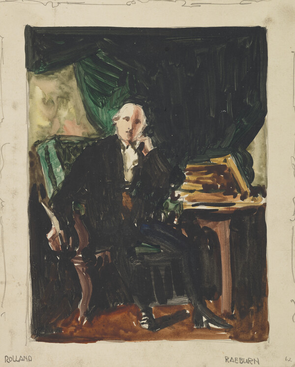 Portrait of Adam Rolland of Gask holding a quill by Stanley Cursiter ...