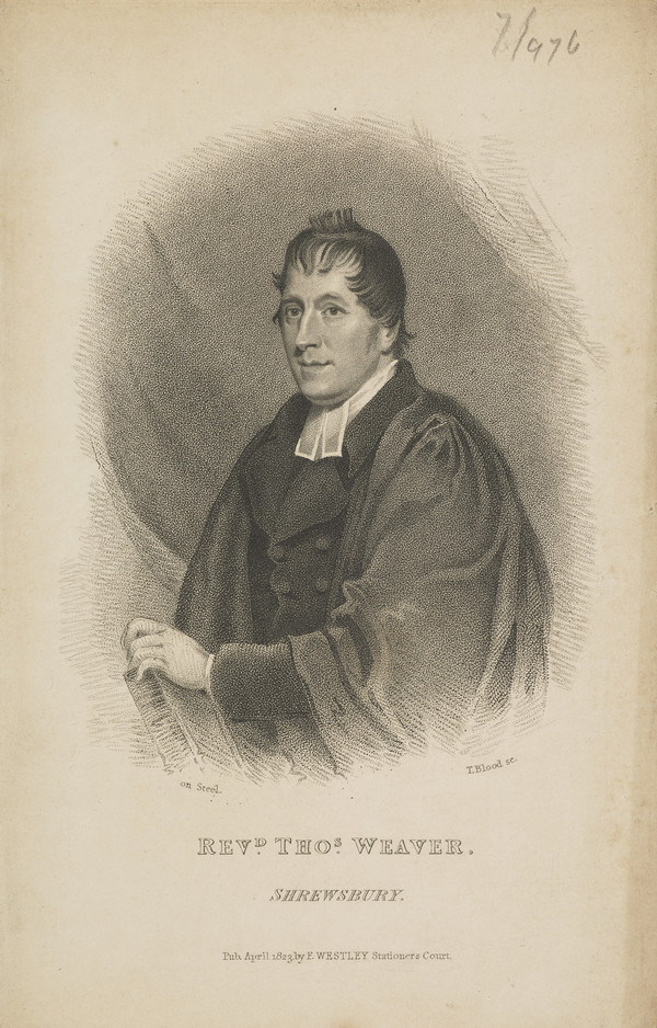 Rev. Thomas Weaver, active 1824. Independent minister in Shropshire by ...