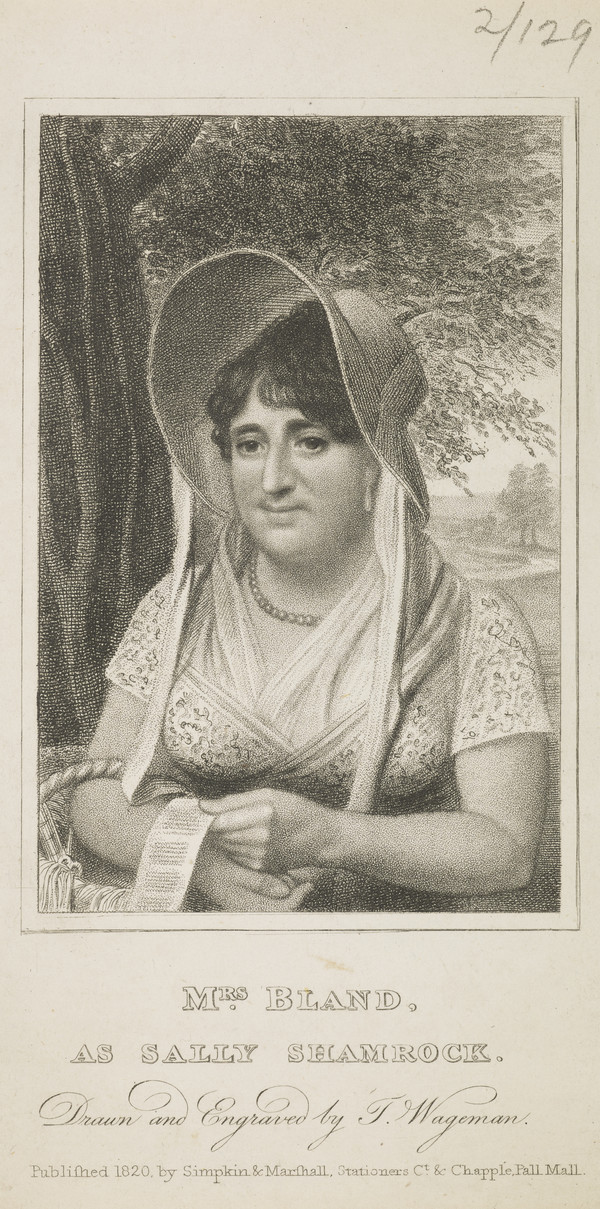 Maria Theresa Bland, 1769 - 1838. Actress and singer, as Sally Shamrock ...